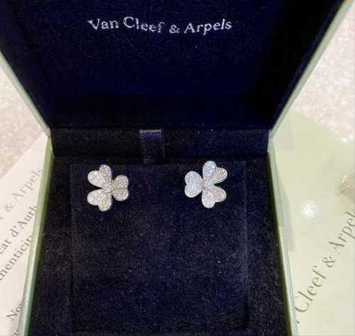 Золотые серьги Van Cleef с бриллиантами 1.65 ct