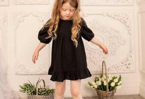 Платье муслиновое черного цвета на девочку
