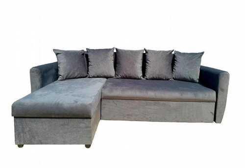 Угловой диван-кровать "Мартин" серый велюр