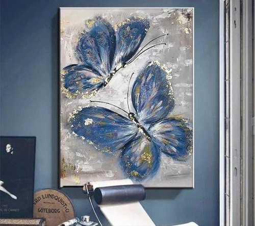 Картина с бабочками на холсте. Картины маслом