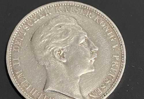 Монета 3 марки 1912 года Германия (Пруссия)