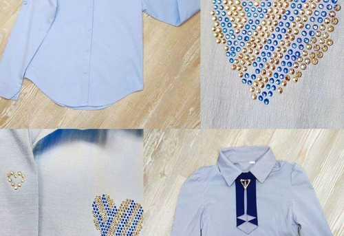 Рубашка школьная голубая 140-152
