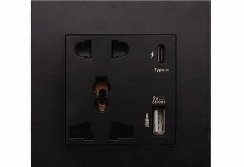 Розетка YouSmart 5 pins USB-A Type-C Black Y1-F01