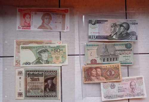 Коллекция иностранных банкнот, боны, купюры