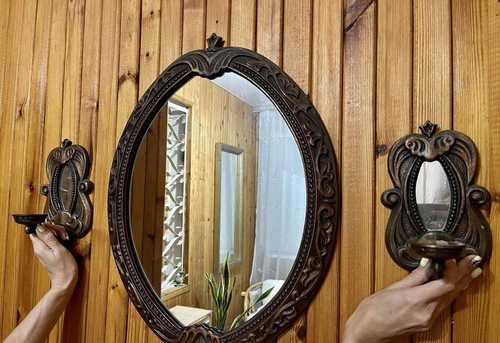 Зеркало настенное в бронзовой раме