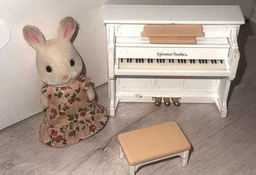 Sylvanian families пианино и кролик