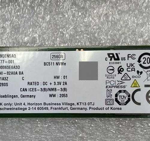 SK Hynix 256GB SSD BC511 NVMe HFM256gdjtni-82A0A