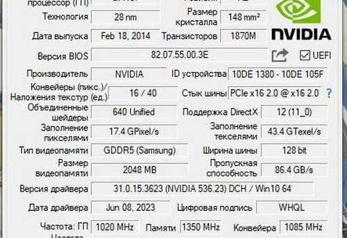 Видеокарта gtx 750ti 2gb