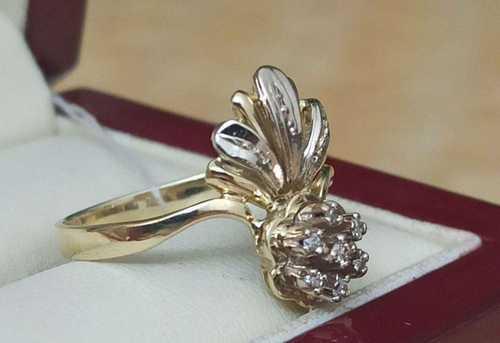 Золотое кольцо с бриллиантами СССР 585
