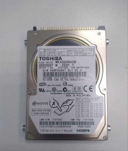 Жесткий диск Toshiba MK4026gaxb 40Gb IDE 2,5"