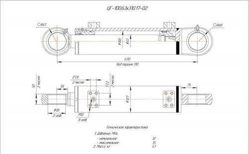 Гидроцилиндр отвала цг-100.63Х310.17-02
