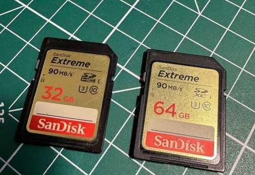 Карты памяти SD Sandisk Extreme 32 и 64 гб