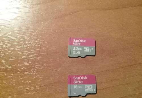 Карта памяти MicroSD 16 гб и 32 гб