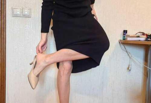 Платье трикотажное женское лапша 42 44 Zara черное
