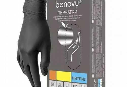 Перчатки нитриловые Benovy L, черные, 50 пар