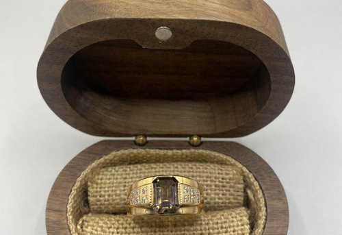 Новое золотое кольцо с Раухтопазом 585 пробы 4,3гр