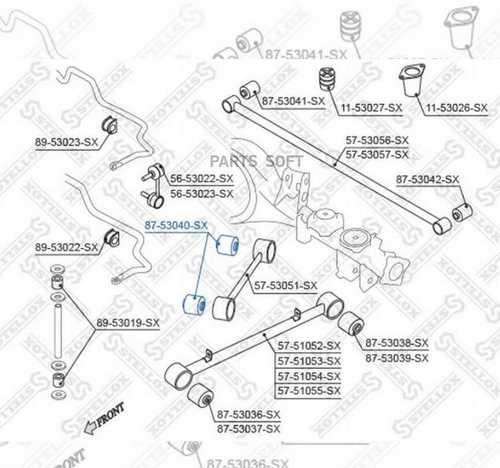 Stellox 87-53040-SX сайлентблок зад. продол. рычага верхн.\ KIA Sorento 02