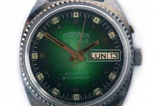 Часы Слава 2427 Cornavin автоподзавод СССР зеленый