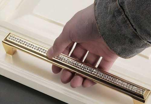 Мебельные ручки золото межосевой размер 192 мм