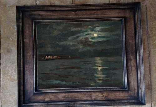 Картина маслом море и луна в стиле Куинджи