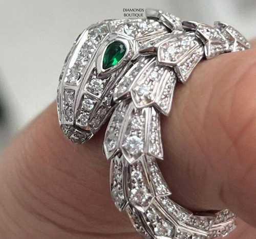 Кольцо bvlgari serpenti белое золото 750,бриллиант