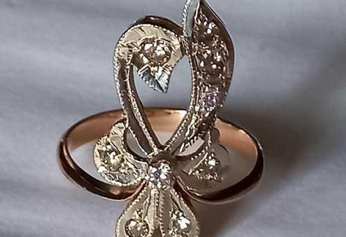 Золотое кольцо 583 пробы с бриллиантами