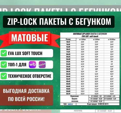 Пакеты zip lock с логотипом и печатью 20х25