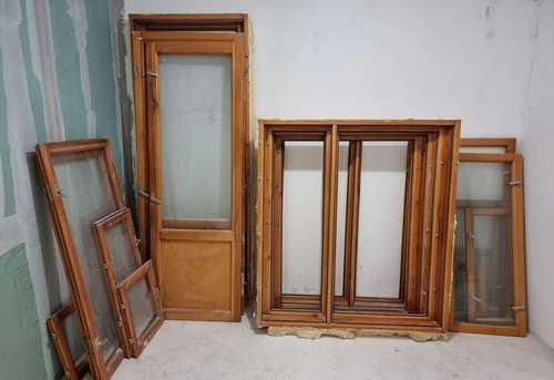 Деревянные окна и балконная дверь двойные