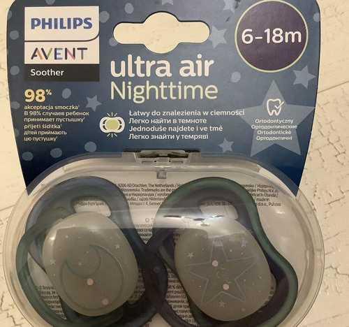 Новая Пустышка Philips Avent ultra air night 6-18