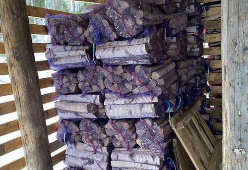 Сухие дрова береза в сетках 15кг Бор
