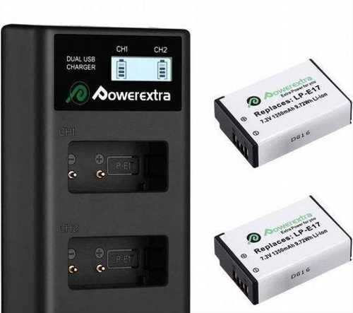 2 аккумулятора Powerextra LP-E17 + зарядное