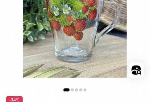 Набор кружек стеклянных с ягодками