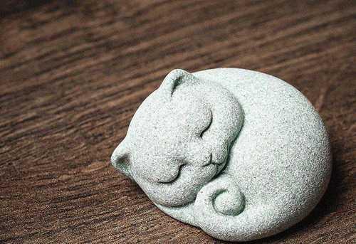 Чайная фигурка «Кот», 3х4,8см, зелёный песчаник