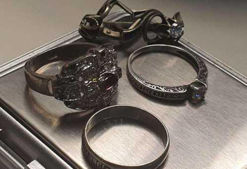 3 серебрянных кольца+серьги