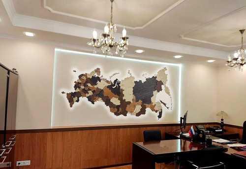 Карты России из дерева Волжский