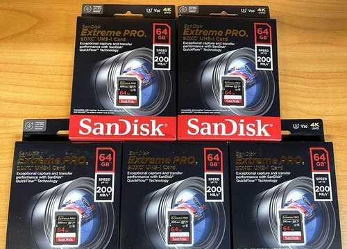 SanDisk sdxc 64 GB Extreme Pro UHS-I V30 U3 200mb