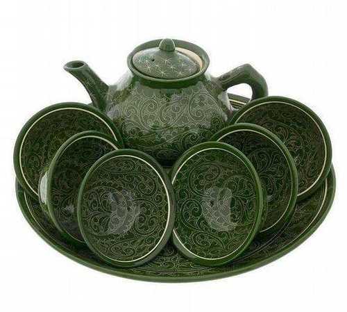 Набор чайный Риштанская Керамика 8 предм. зелёный
