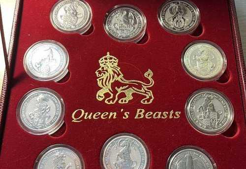 Серебро инвестиционные монеты Звери Королевы