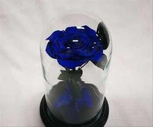 Синяя роза в колбе, бутон 12-14 см, арт 32