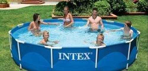 Бассейн "intex" круглый каркасный 3,66*0,76 новый