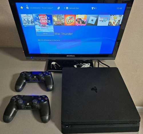 Sony playstation 4 slim 500гб 2 гемпада + игры