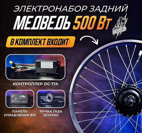 Электродвигатель задний 500Вт +Комплект 4 элемента