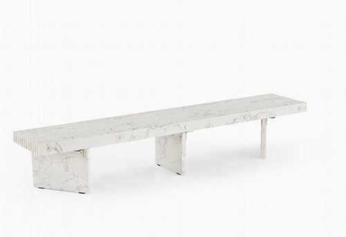 Дизайнерский Длинный мраморный столик на 3-х ножка
