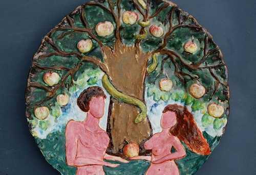 Адам и Ева.Панно настенное Тарелка Керамика