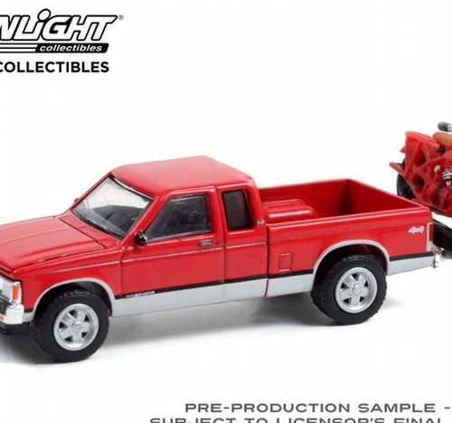 1/64 Greenlight 1991 GMC Sonoma с мотоциклом