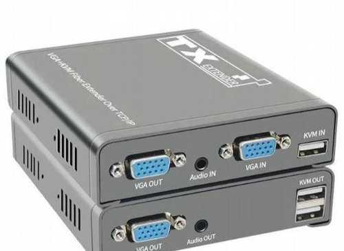 VGA+USB удлинитель KVM на 20 км по оптич. кабелю