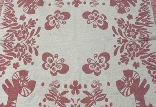 Одеяло плед байковое СССР розовое с котиками