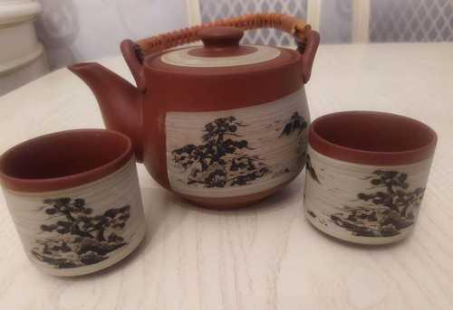 Чайник керамический и две пиалы