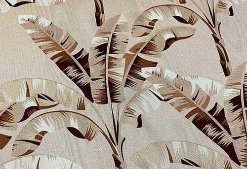 Ткань атласная бежевая Пальмы