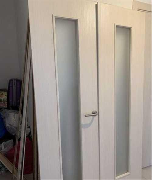 Дверь межкомнатная двойная со стеклом пик